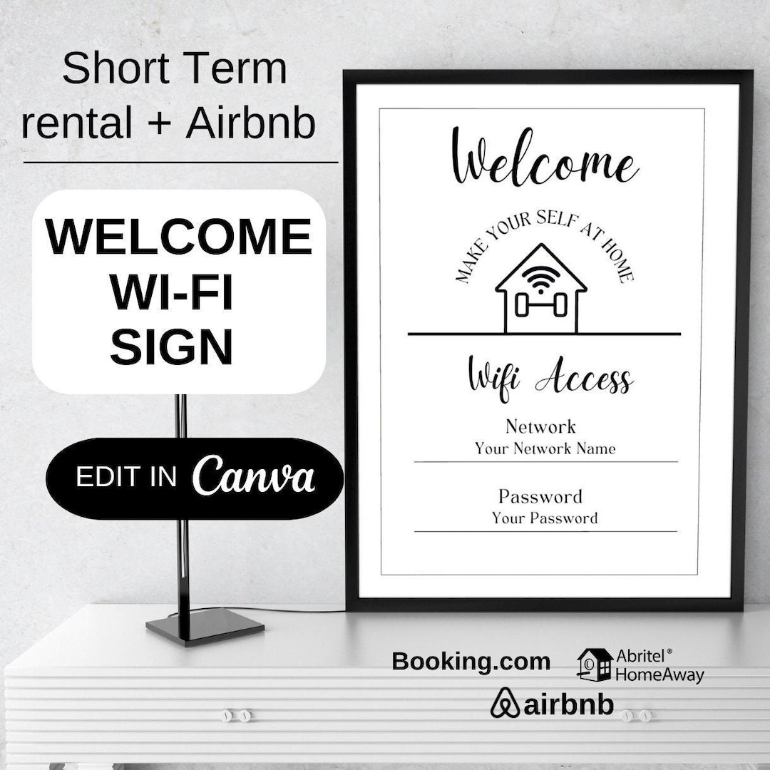 Editable Welcome Poster With Wi-fi Information , Modern Airbnb Guest ...
