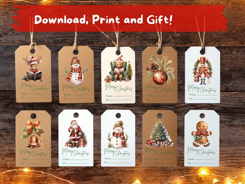 Merry Christmas Gift Tags Printable, Editable Christmas Favor Tags ...