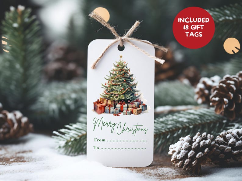 Merry Christmas Gift Tags Printable, Editable Christmas Favor Tags ...