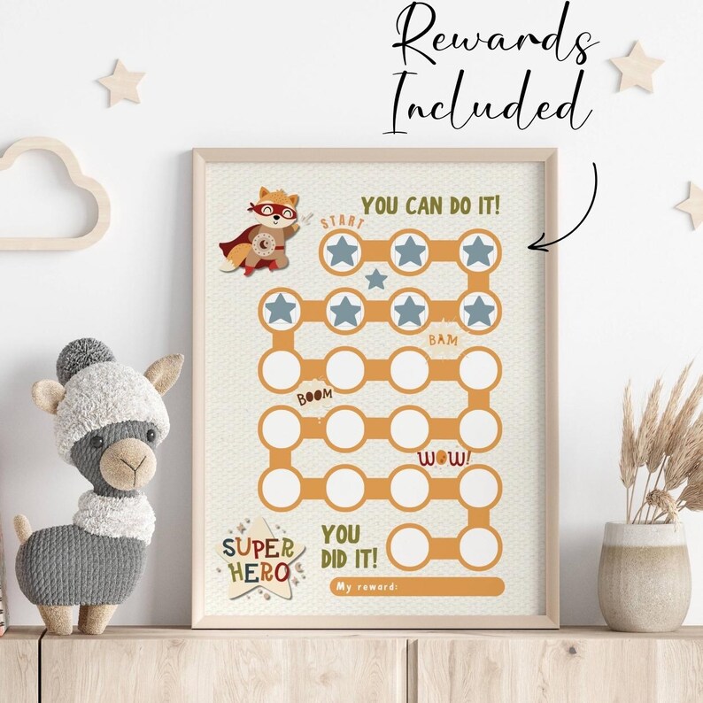 Reward Chart for Kids, Printable Reward Chart, Superhero Reward Chart ...