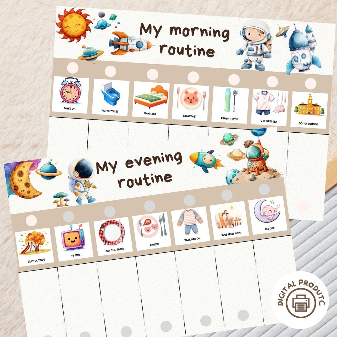 Routine Flip Chart, Kids Editable Daily Routine Chart, Morning ...