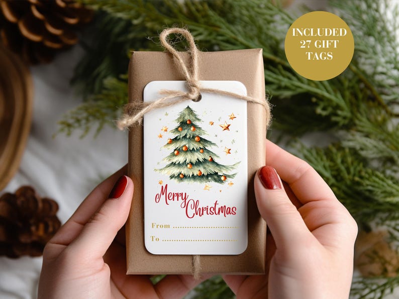 Merry Christmas Gift Tags Printable, Editable Christmas Favor Tags ...