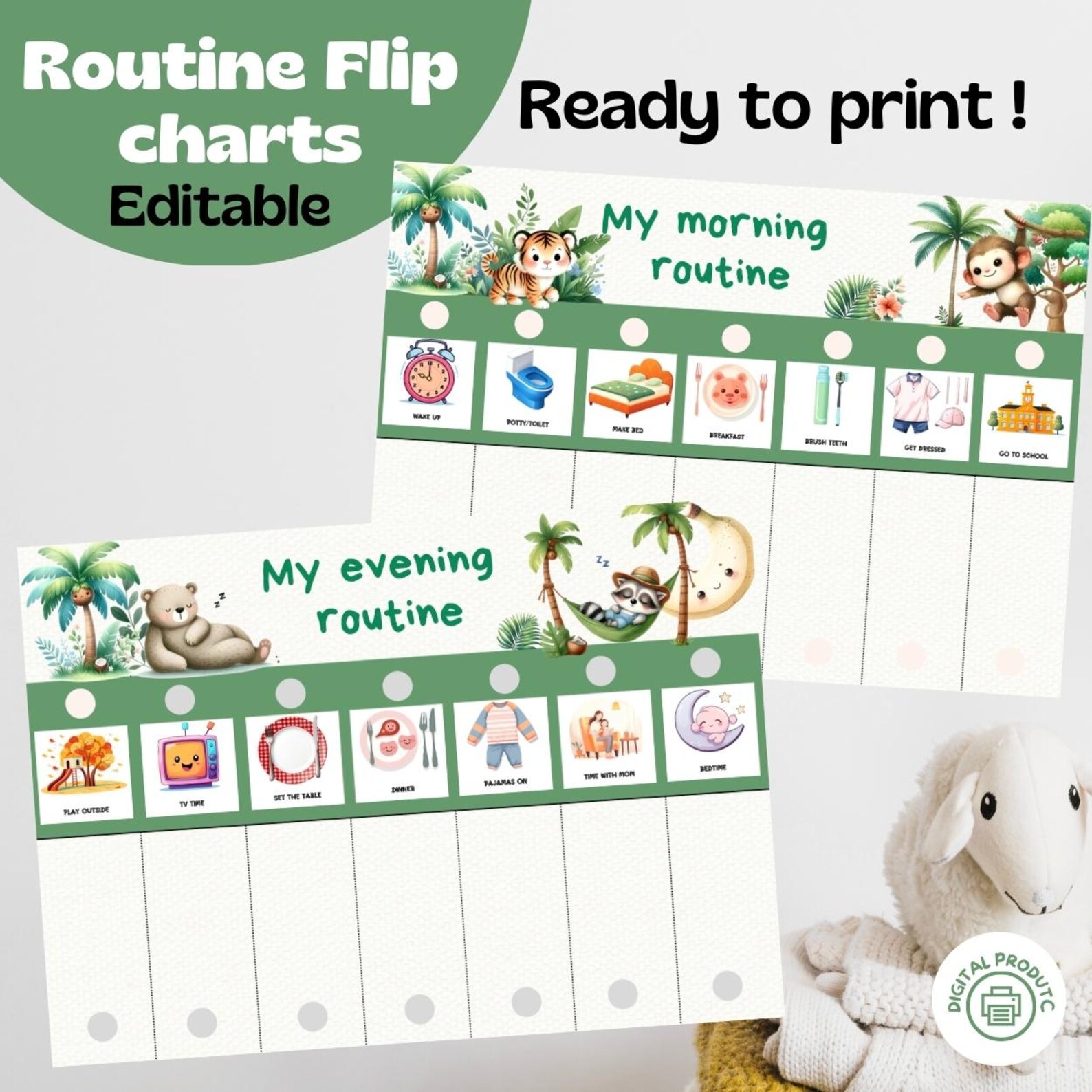 Routine Flip Chart for Kids, Editable Daily Routine Visual, Morning ...