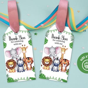 Editable Party Animals Favor Tags, Safari Zoo Animals Birthday Thank ...