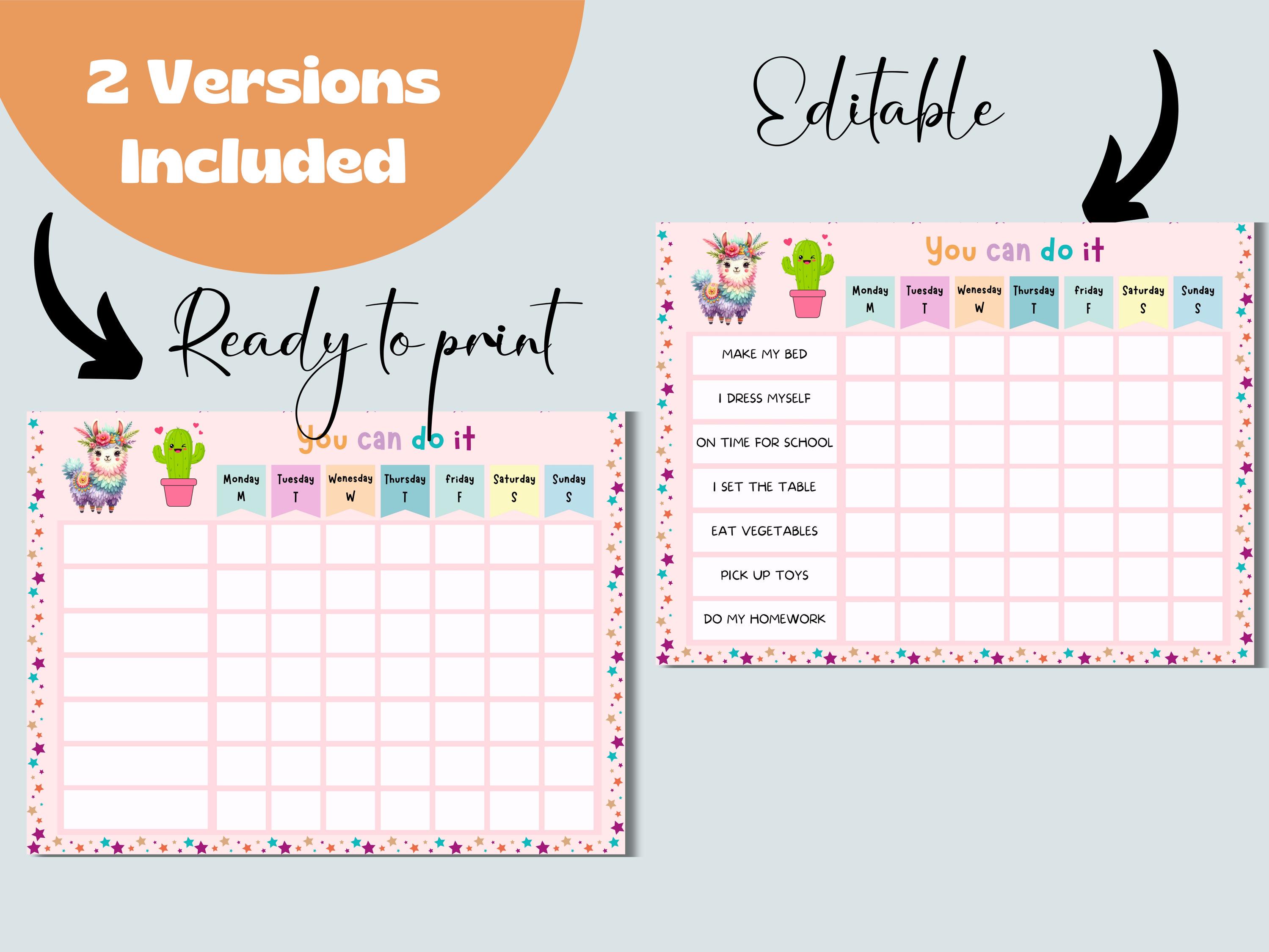 Printable Reward Chart for Kids - Editable Behavior Tracker in Canva ...