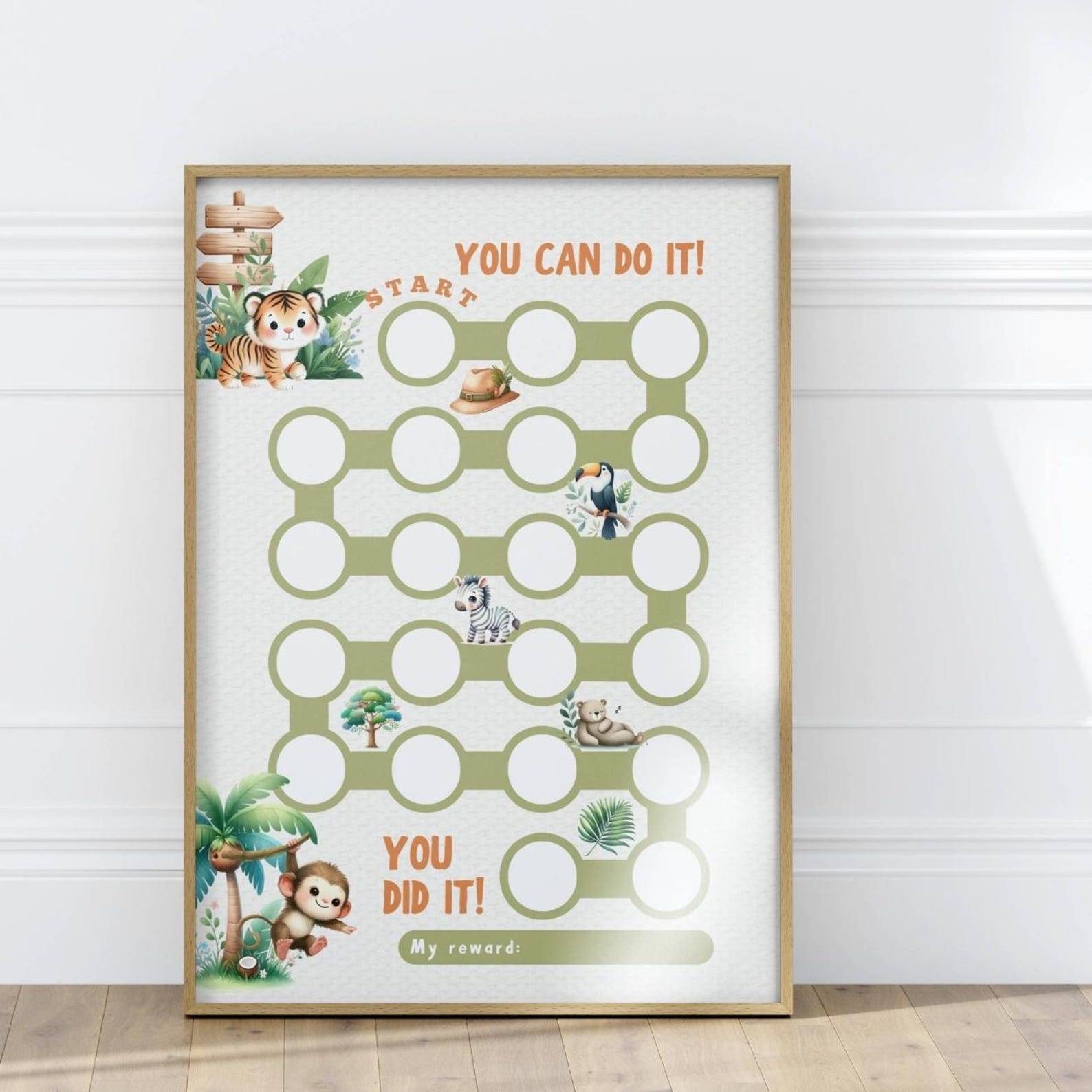 Reward Chart for Kids, Printable Reward Chart, Safari Reward Chart ...