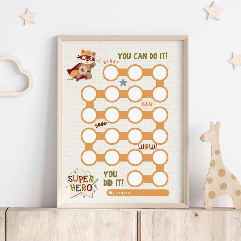 Reward Chart for Kids, Printable Reward Chart, Superhero Reward Chart ...
