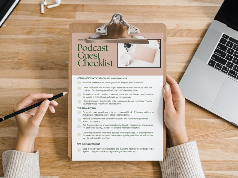 Podcast Guest Checklist | Printable PDF | Media Interview Prep ...