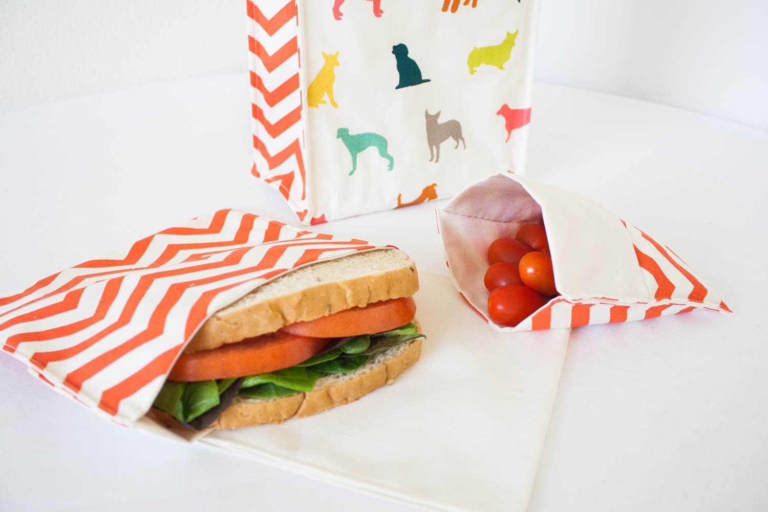 PLASTIC-FREE Coral Chevron Sandwich and Snack Bags, Reusable, Organic ...