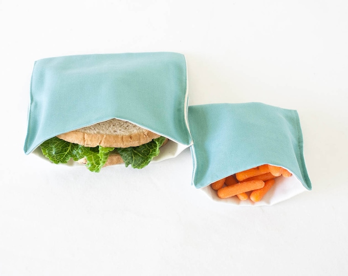 PLASTIC-FREE Aqua Blue Sandwich and Snack Bags Reusable - Etsy