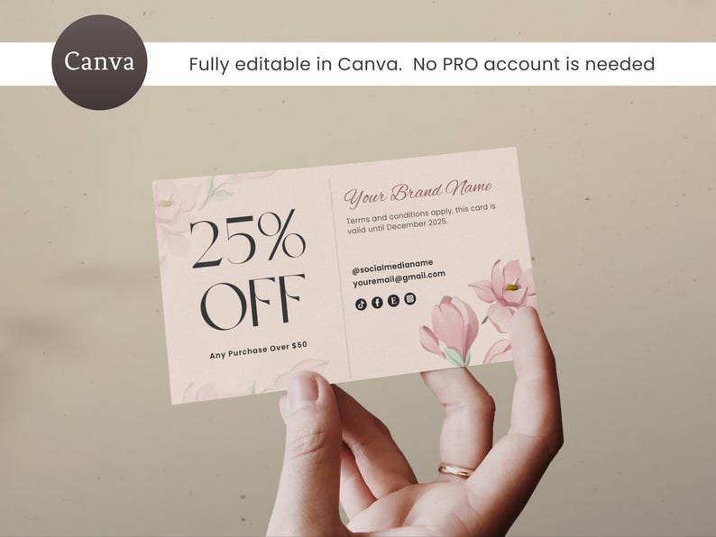 Coupon Card Template, Printable Small Business Promotional Card ...