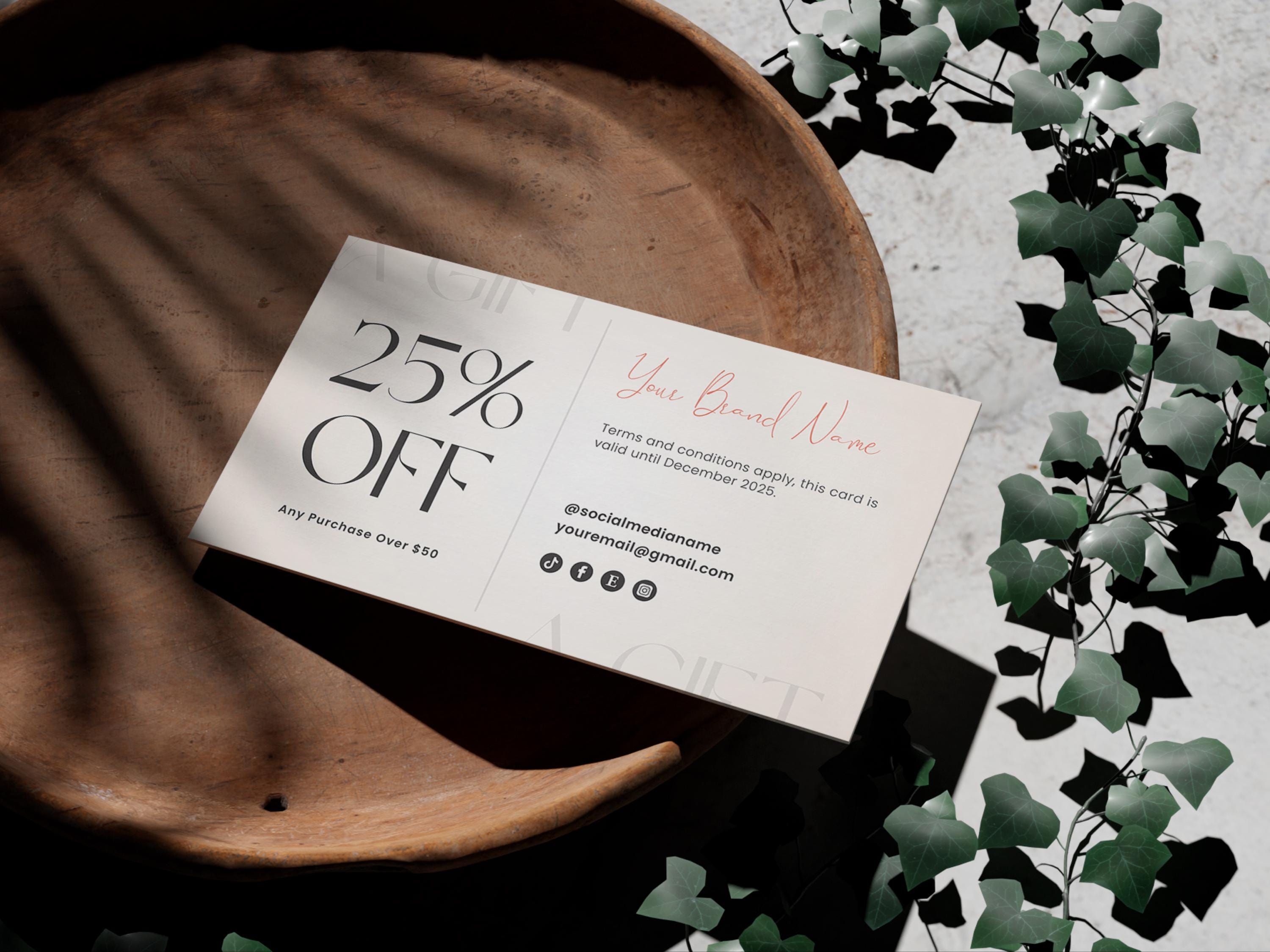 Coupon Card Template, Editable Discount Voucher, Printable Small ...