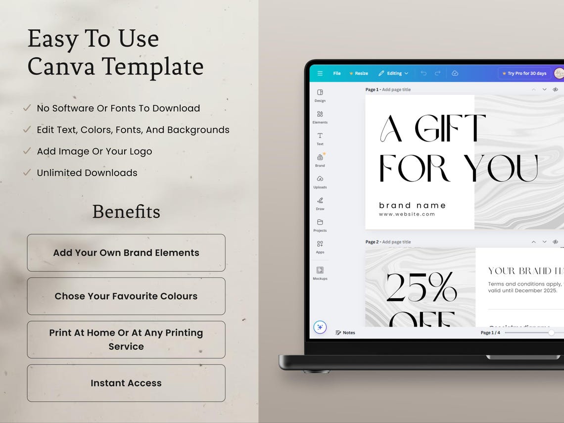 Coupon Card Template, Editable Discount Voucher, Printable Small ...