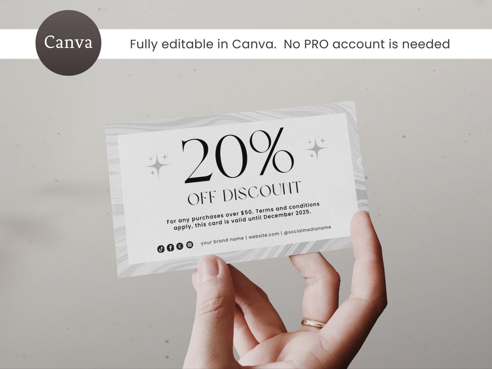 Coupon Card Template, Editable Discount Voucher, Printable Small ...