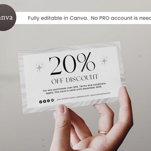 Coupon Card Template, Editable Discount Voucher, Printable Small ...