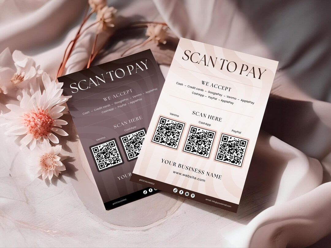 Scan to Pay Template, Editable Qr Sign for Small Business, Printable ...