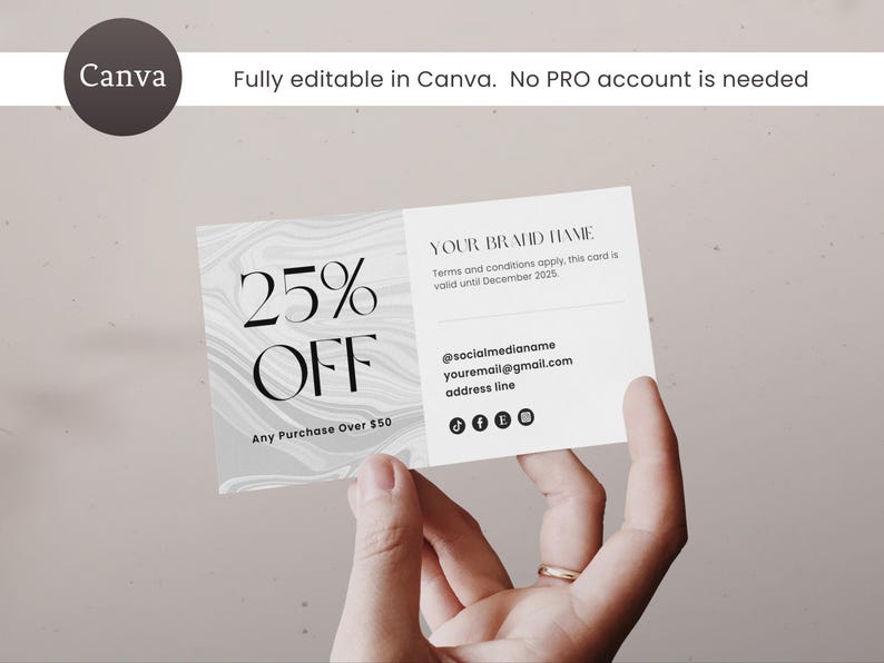 Coupon Card Template, Editable Discount Voucher, Printable Small ...