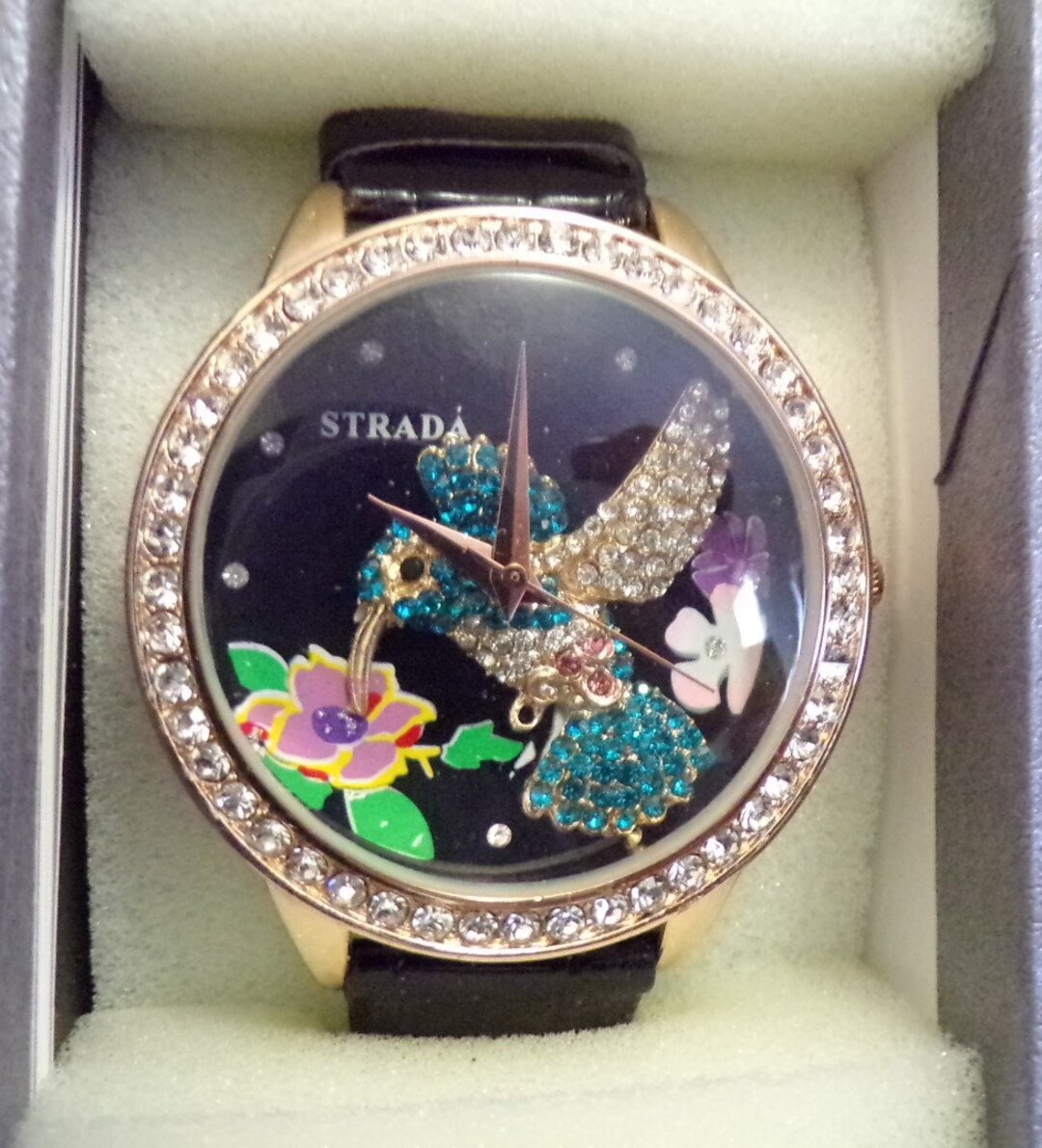 Gorgeous Strada Wrist Watch With 3D Hummingbird Face-crystal Bezel ...