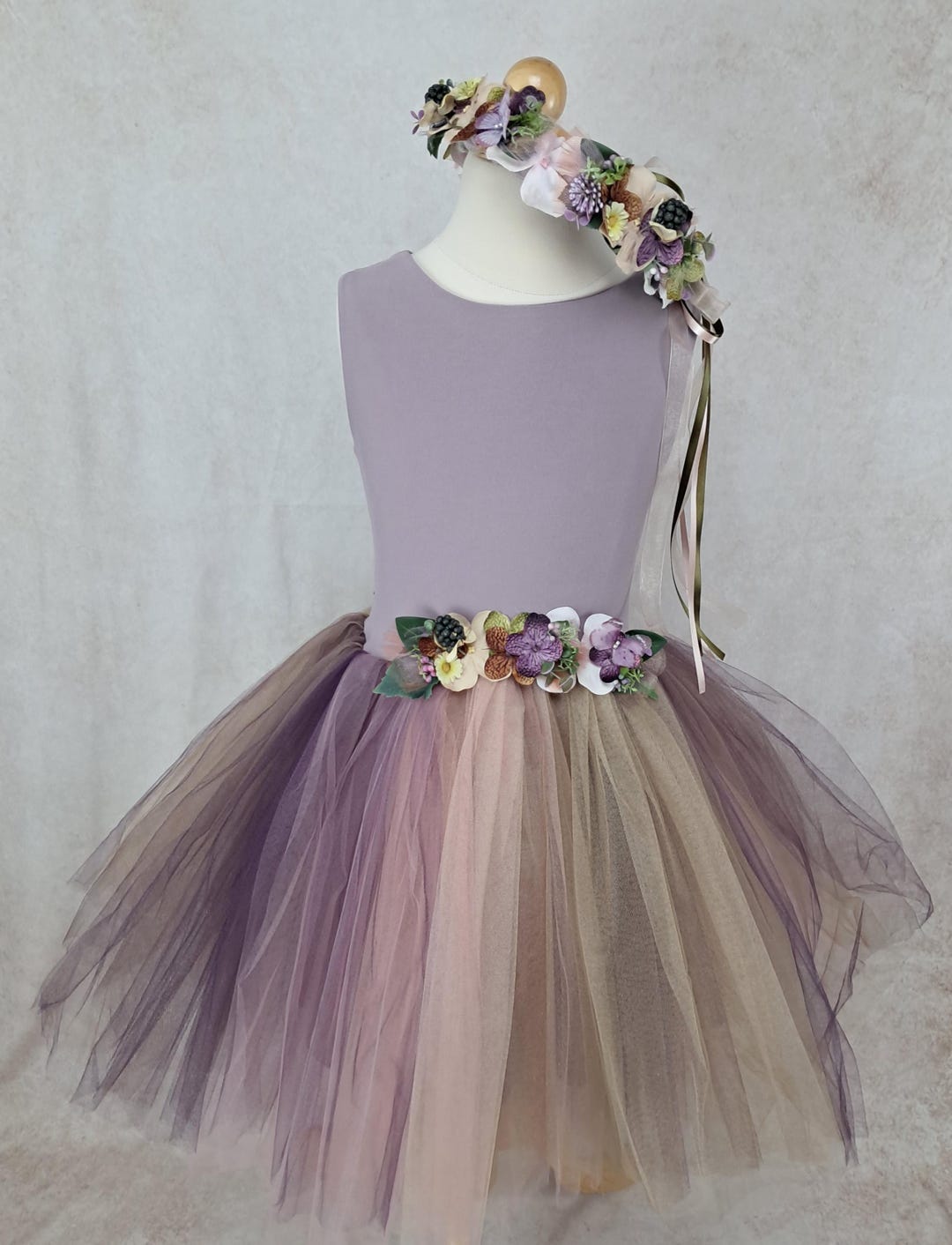 Toasted Blackberry Fairy Dress With Flower Halo - Etsy