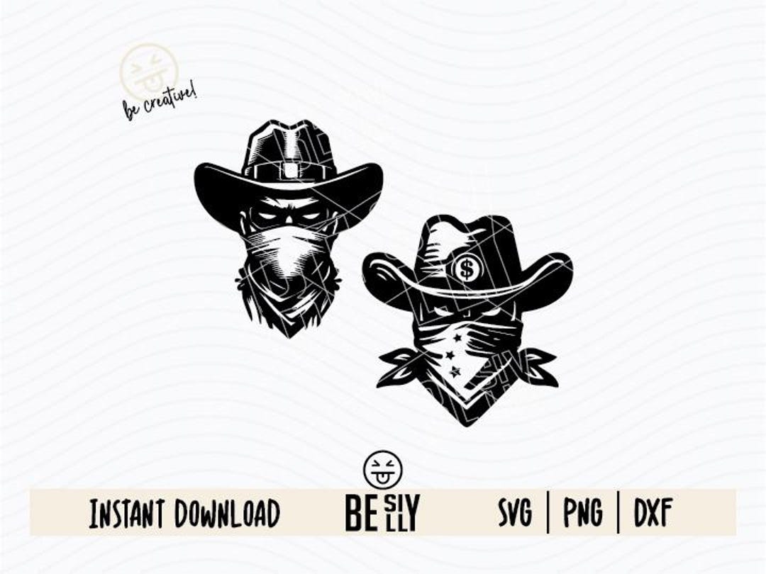 Cowboy Bandit Svg, Masked Cowboy Svg, Highwayman With Hat and Bandana ...