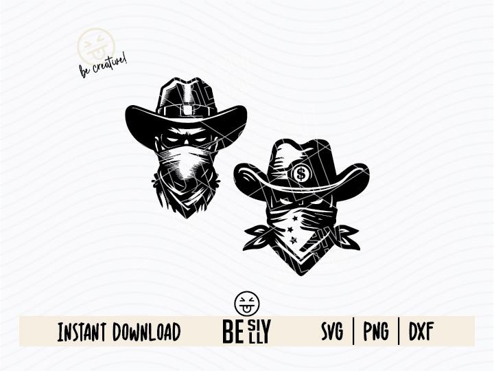 Cowboy Bandit Svg, Masked Cowboy Svg, Highwayman With Hat and Bandana ...