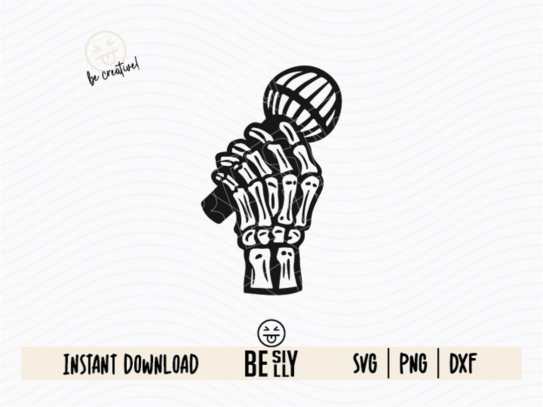 Skeleton Holding a Microphone Svg, Rock & Roll Skeleton Svg, Singer Svg ...