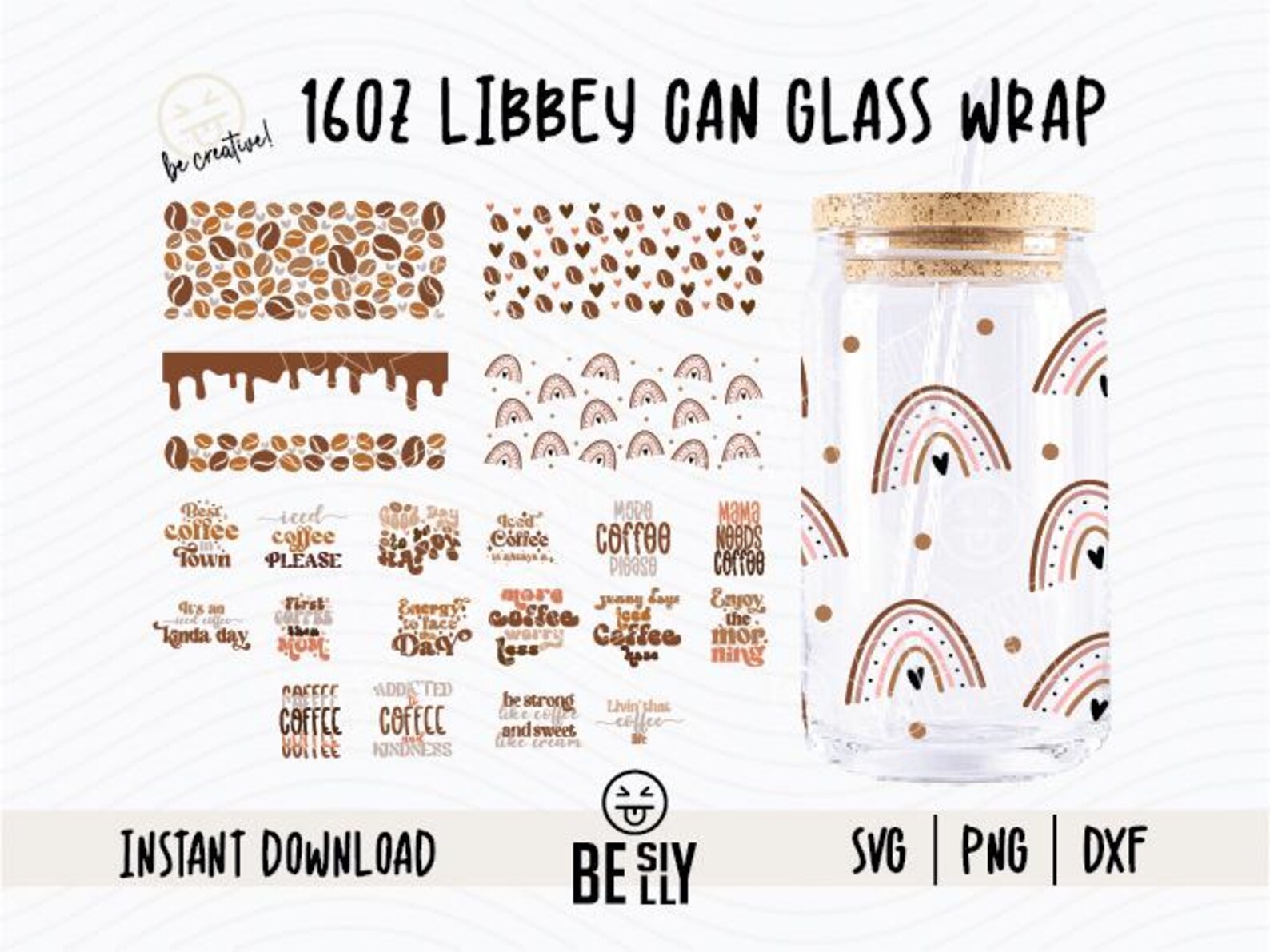 Coffee BUNDLE Libbey Can Glass Wrap SVG 16oz, Libbey Glass Can Svg, but ...