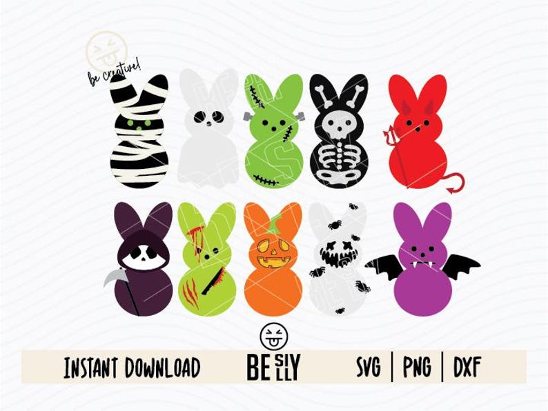 Creepy Peeps BUNDLE Svg, Spooky Peeps Svg, Ghost Peep Silhouette ...