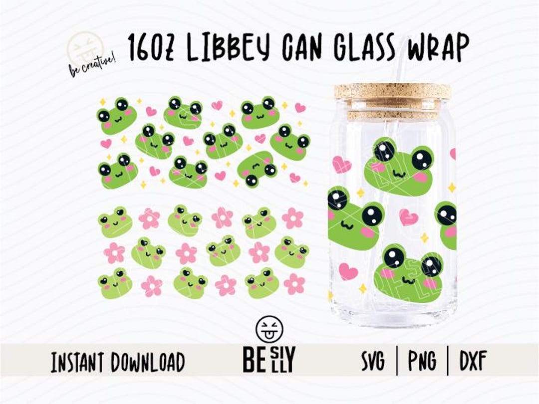 Frog Coffee Glass Svg, Cute Frog Svg, Kawaii Frog Svg, Cute Frog Libbey ...