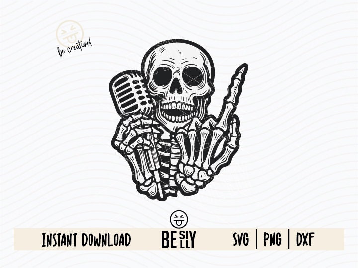 Skeleton Rockstar Svg, Rock & Roll Skeleton Svg, Singer Skeleton Svg ...