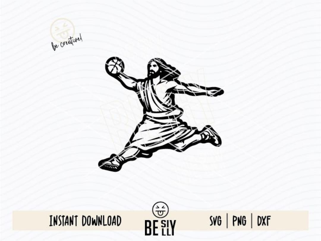 Jesus Jumping Svg, Religious Funny Svg, Jesus Basketball Svg, Cartoon ...