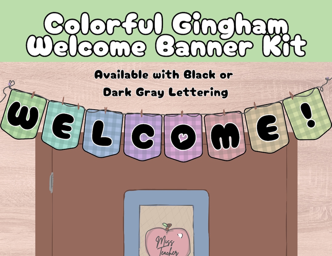 Colorful Gingham Downloadable Welcome Banner Kit for the Classroom - Etsy