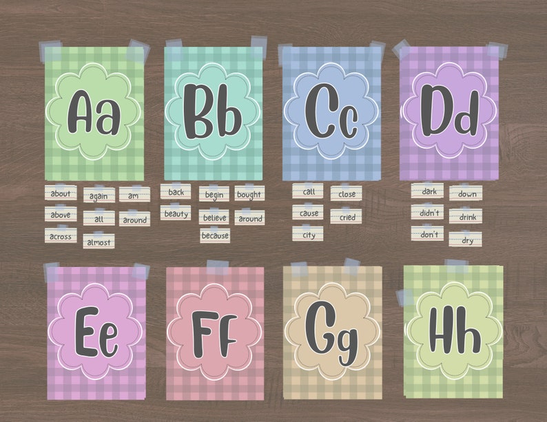 Rainbow Gingham Alphabet Bulletin Board Letter Posters for the ...