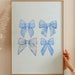 Preppy Blue Coquette Bow Digital Wall Art Print, Coquette Room Decor ...