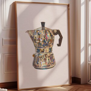 Disco Coffee Poster, Coffee Latte Art Print, Foodie Art Digital ...