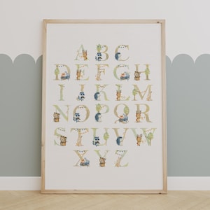 Neutral Woodland Alphabet Digital Wall Art Poster, Boho Classroom Decor ...