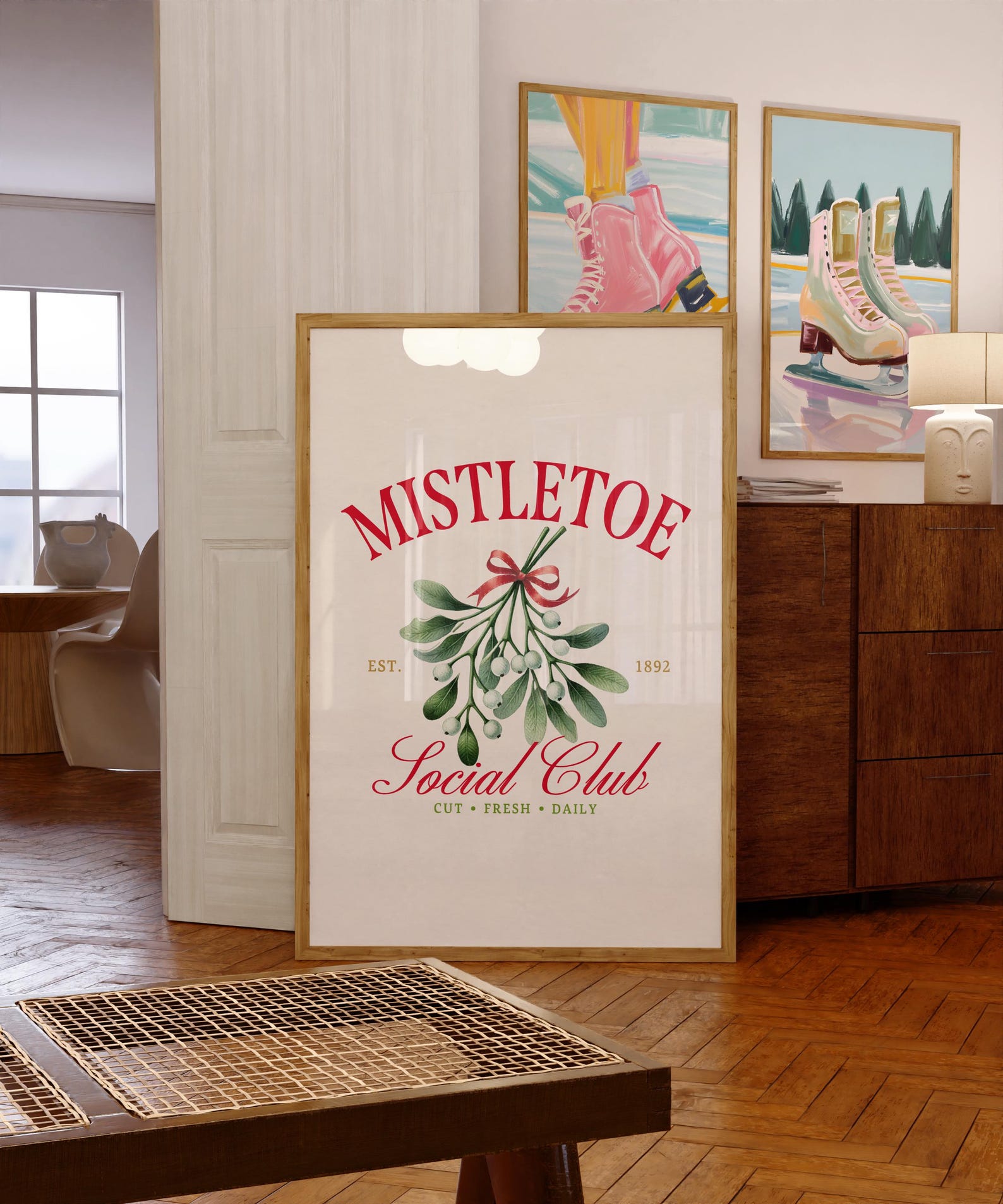 Mistletoe Wall Art Digital Download, Christmas Social Club Poster ...