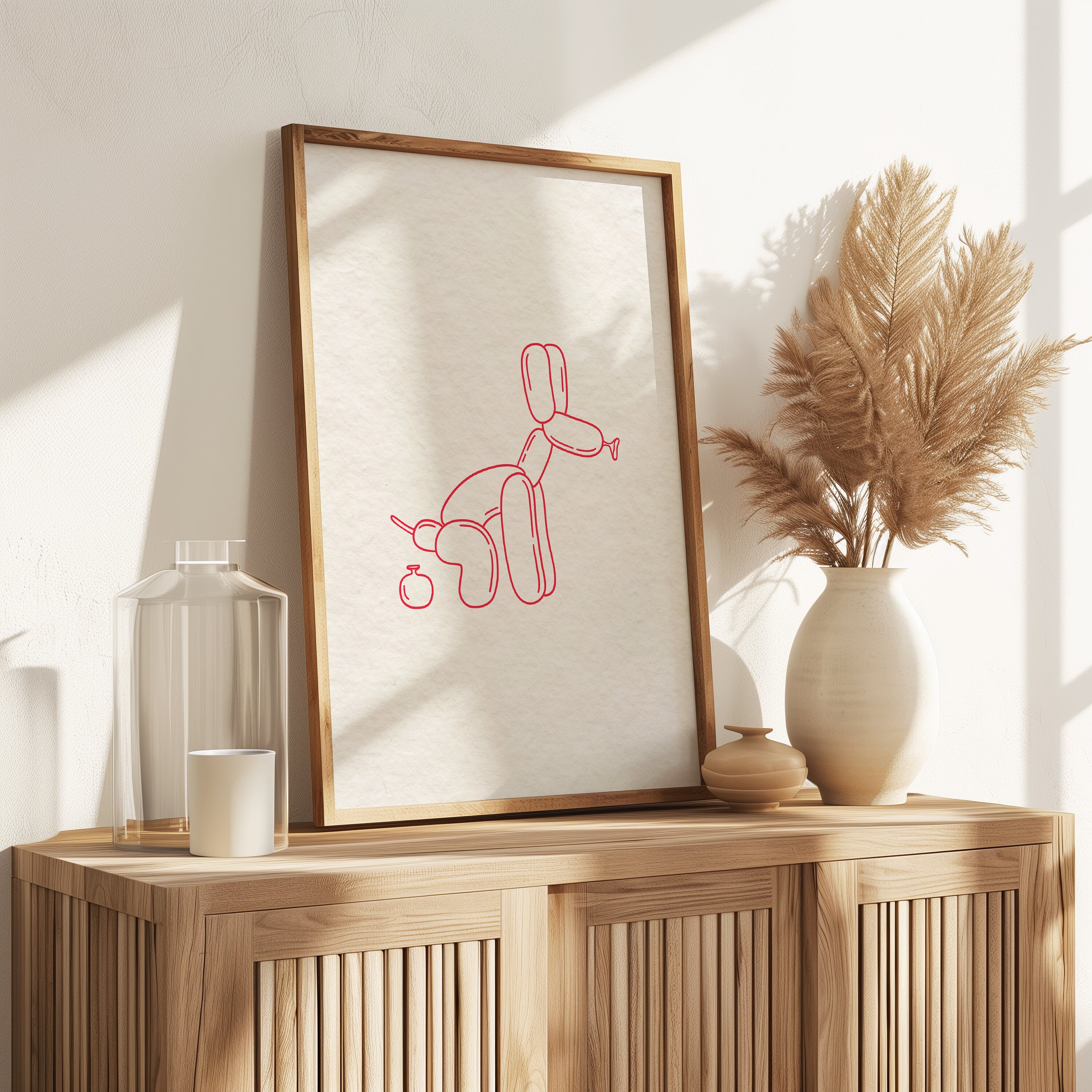 Funny Bathroom Digital Wall Art Print, Red Dog Pooping Bathroom Poster ...
