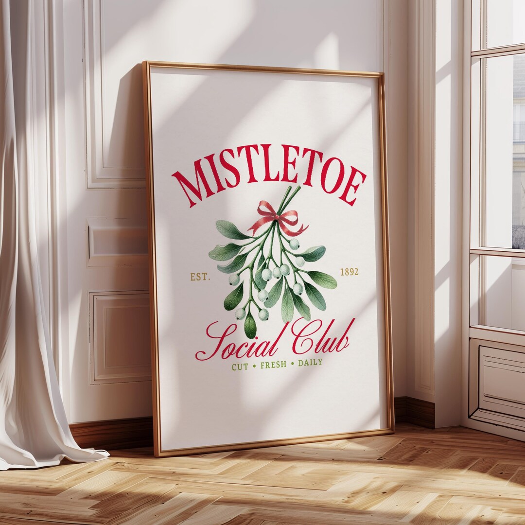 Mistletoe Wall Art Digital Download, Christmas Social Club Poster ...