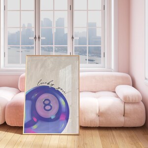 Lucky You 8 Ball Digital Wall Art Print, Pool Balls Art Poster, Trendy ...