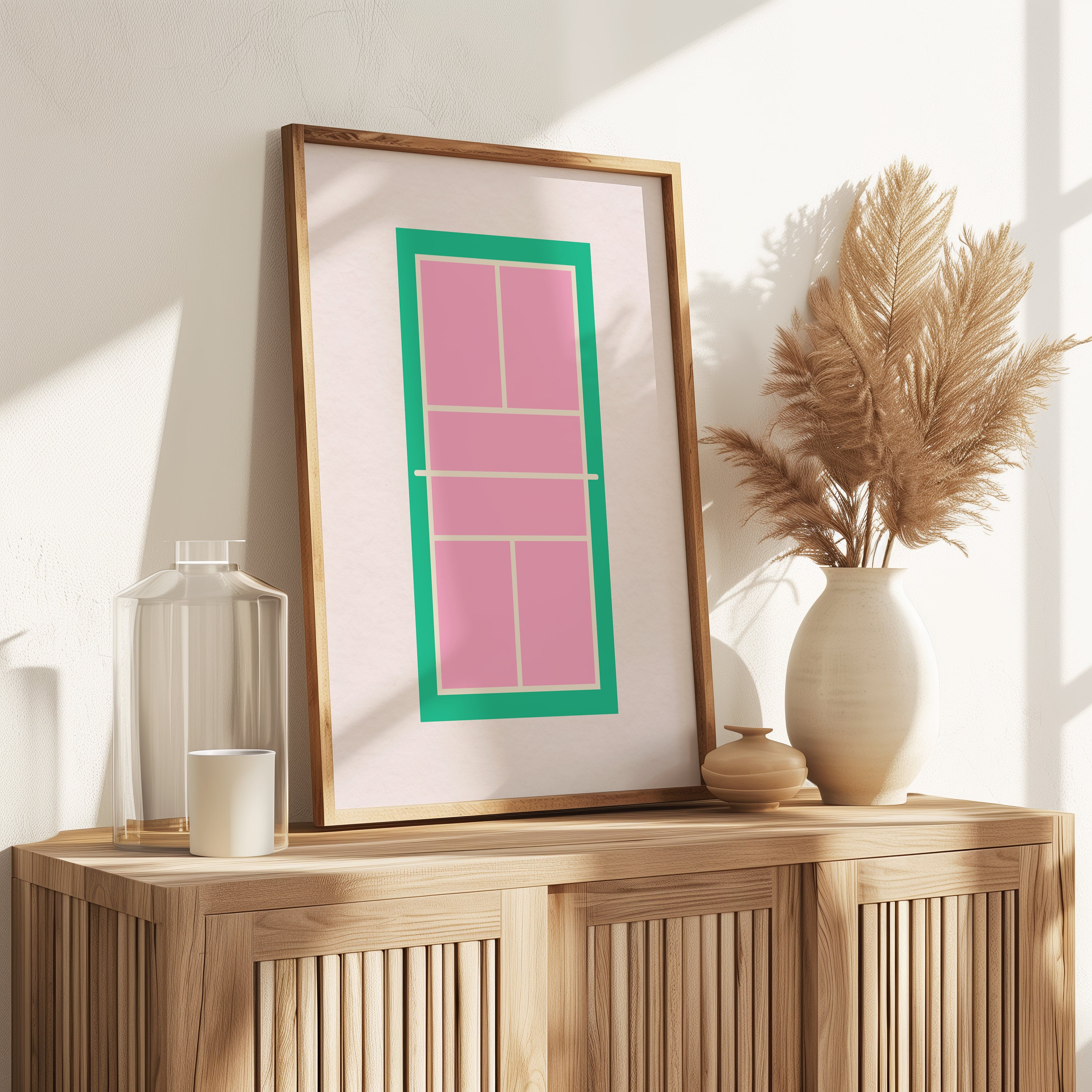 Pink & Green Pickleball Digital Download Wall Art Print, Pickle Ball ...
