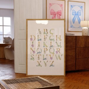 Neutral Cats Alphabet Digital Wall Art Poster, Cat ABC Watercolor ...