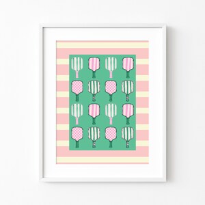 Aesthetic Pink and Green Pickleball Paddle Digital Wall Art Print, Cute ...