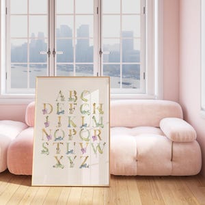 Neutral Cats Alphabet Digital Wall Art Poster, Cat ABC Watercolor ...