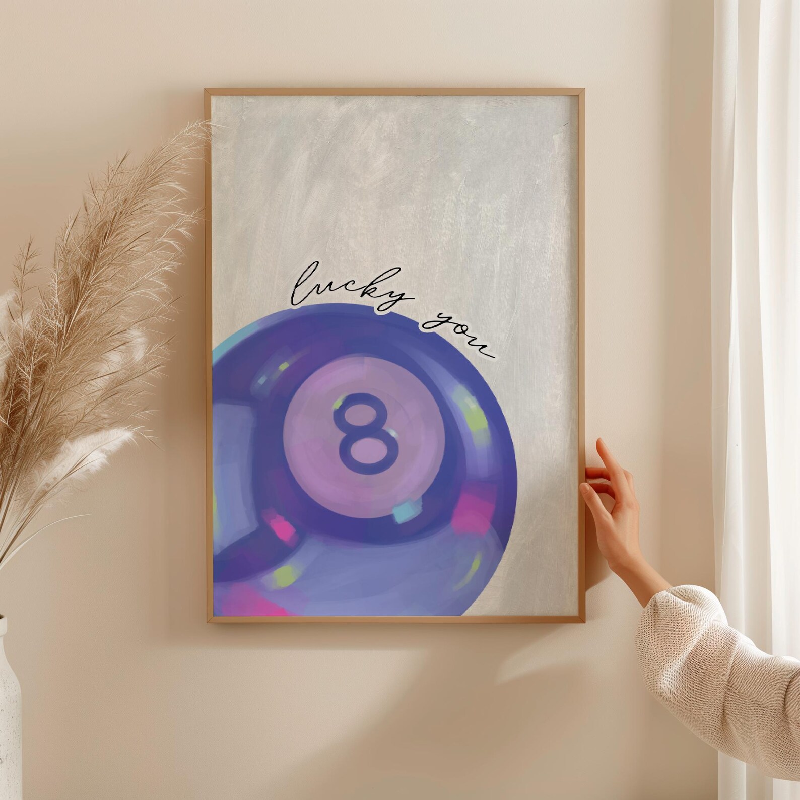 Lucky You 8 Ball Digital Wall Art Print, Pool Balls Art Poster, Trendy ...