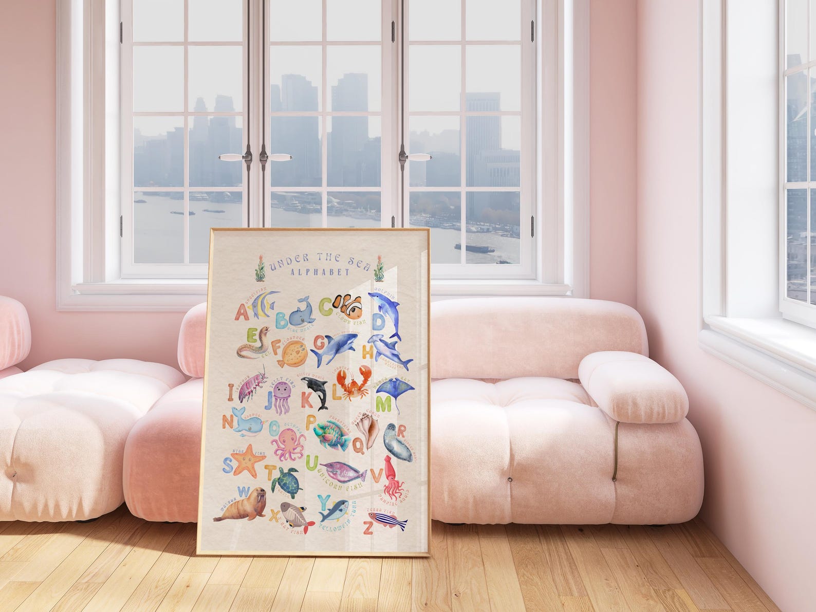Sea Animal Alphabet Digital Wall Art Print, Ocean Animal Alphabet ...