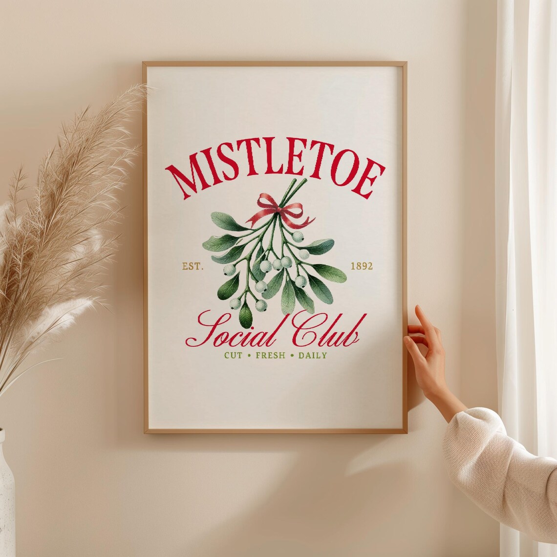 Mistletoe Wall Art Digital Download, Christmas Social Club Poster ...