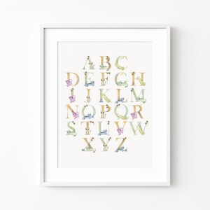 Neutral Cats Alphabet Digital Wall Art Poster, Cat ABC Watercolor ...