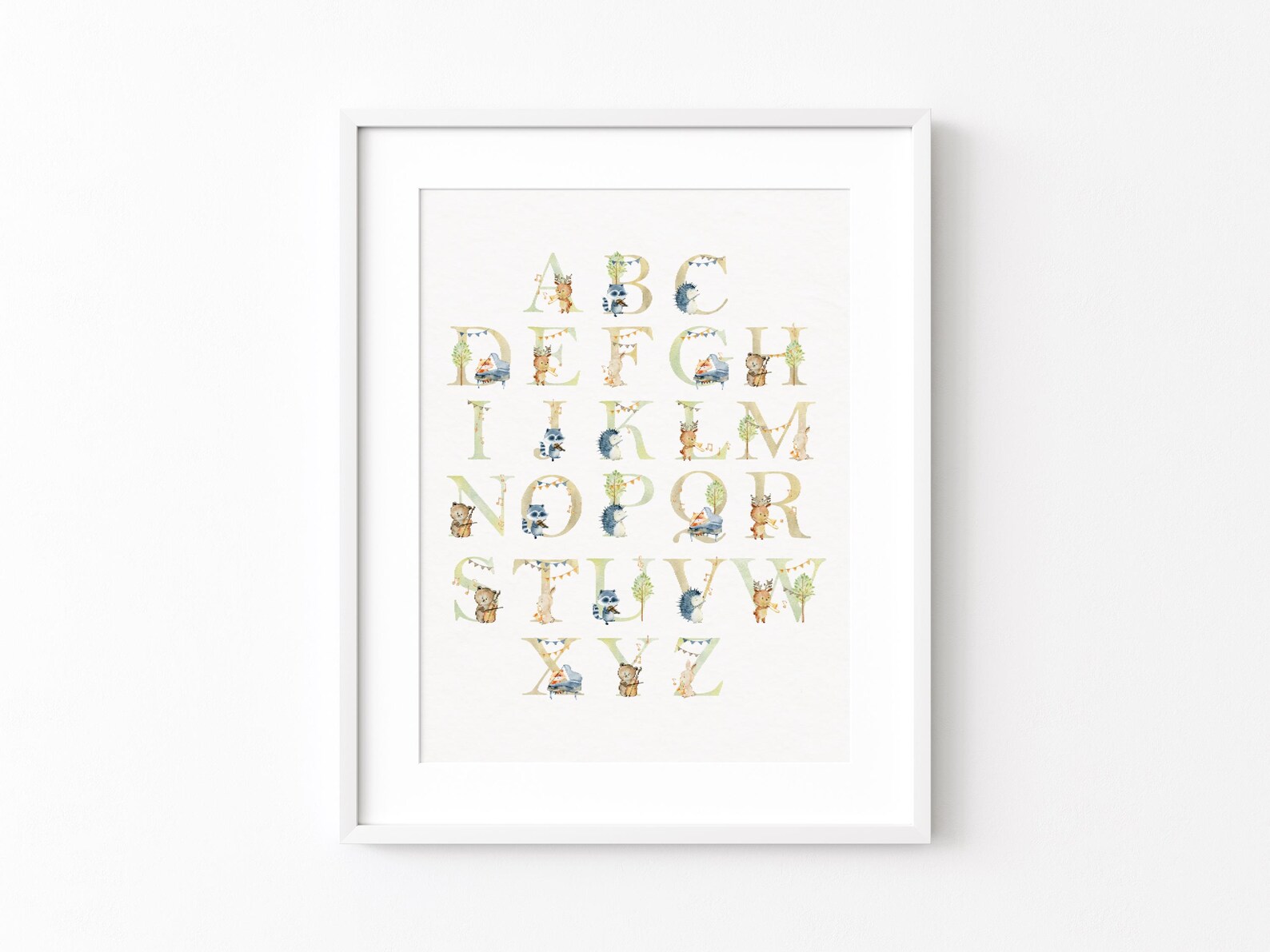 Neutral Woodland Alphabet Digital Wall Art Poster, Boho Classroom Decor ...