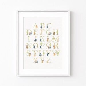 Neutral Woodland Alphabet Digital Wall Art Poster, Boho Classroom Decor ...